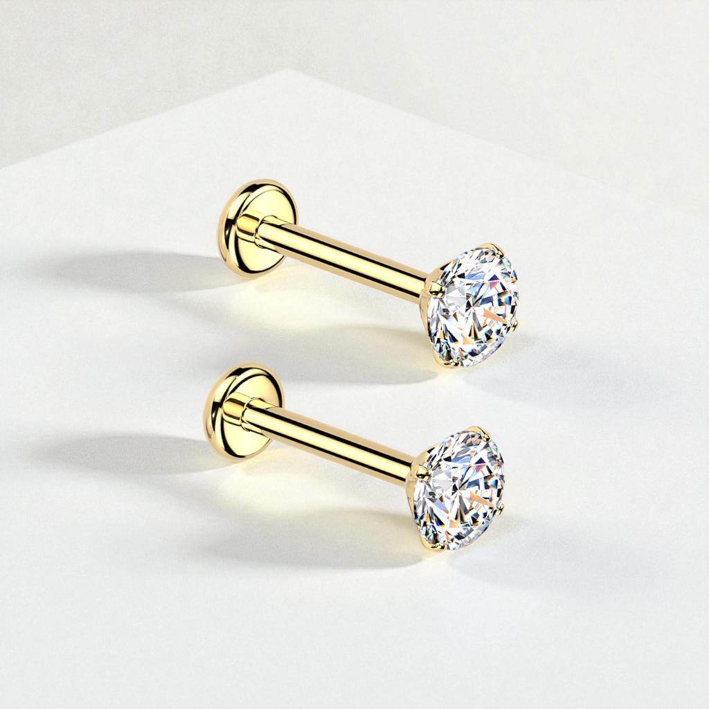Lucen Solitaire Moissanite Flat Back Stud Earrings (Pair) – Elara Body ...
