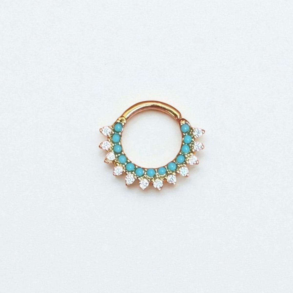 Turquoise Halo Septum Ring – Elara Body Jewelry